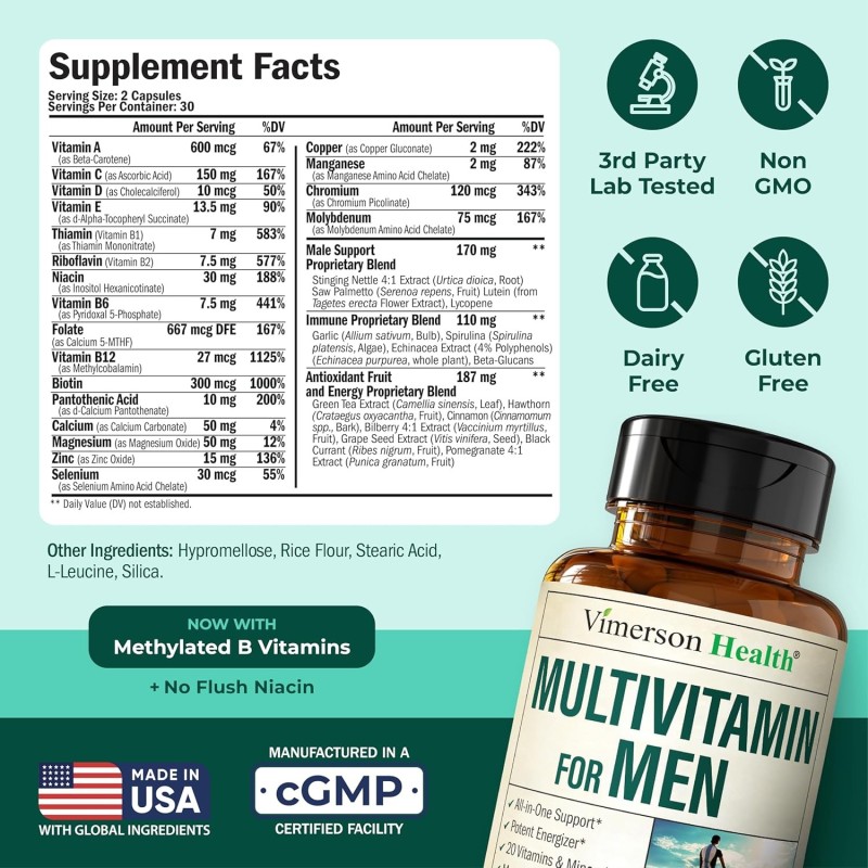 Suplemento multivitamínico multimineral diario para hombres ...