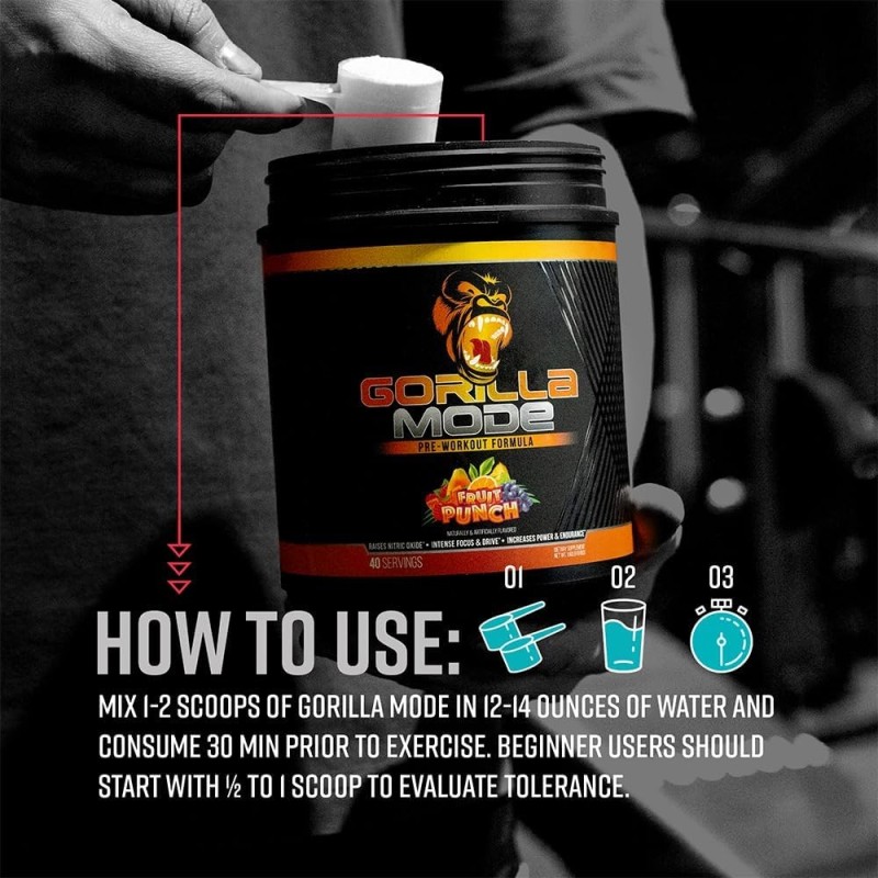 Gorilla Mind Pre Workout - Energía, potencia y concentración láser para ...
